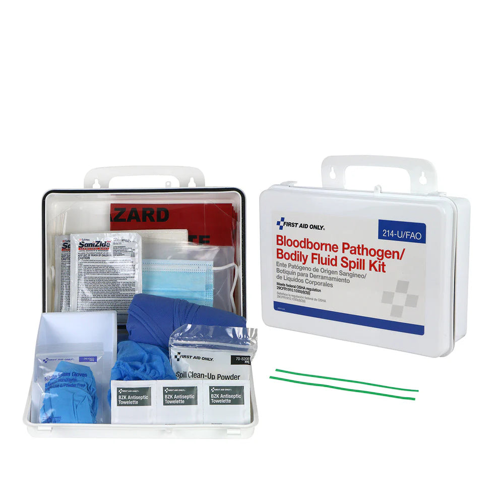 Wall-mount Bloodborne Pathogen (BBP) and Bodily Fluid Spill Kit in Pla ...