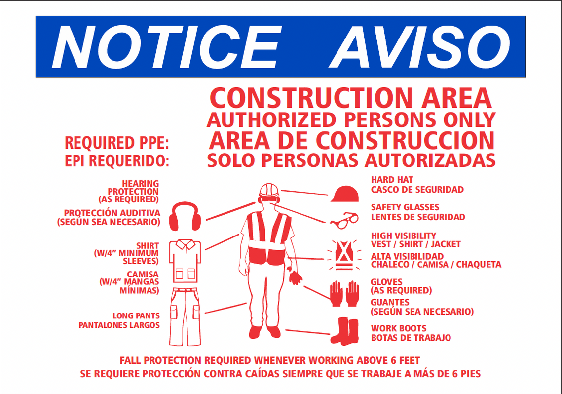 Notice, Jobsite Dress Code, Bilingual — Safety & Packaging Sales