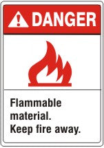 Danger Flammable Material Keep Fire Away — Safety & Packaging Sales