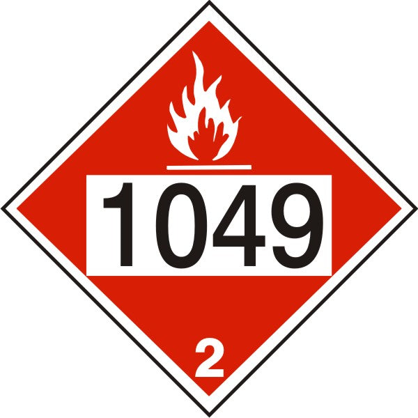 1049 Hydrogen Compressed Flammable Gas Hazard – Class 2 DOT Placard ...