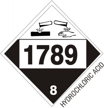 1789 Hydrochloric Acid - Class 8 Placard — Safety & Packaging Sales