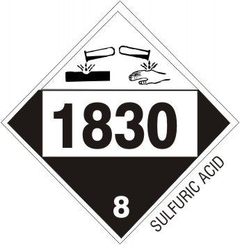 1830 Sulfuric Acid - Class 8 Placard — Safety & Packaging Sales