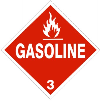 Gasoline With Flame Picto - Class 3 Placard — Safety & Packaging Sales