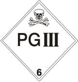 PG III - Class 6 Placard — Safety & Packaging Sales