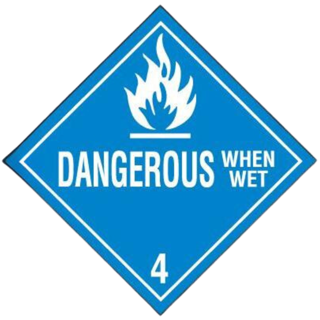 Dangerous When Wet - Class 4 Placard — Safety & Packaging Sales