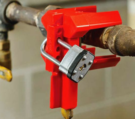 Ball Valve Lockout, Red, Fits Valve — Safety & Packaging Sales