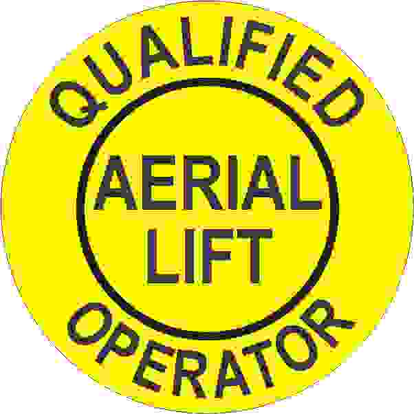 Qualified Aerial Lift Operator Hard Hat Sticker — Safety & Packaging Sales