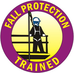 Fall Protection Trained Hard Hat Sticker — Safety & Packaging Sales