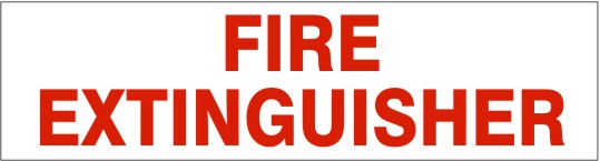 2.25" x 9" Fire Extinguisher Red Text, White Background Pressure Sensi ...