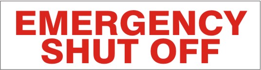 2.25" x 9" Emergency Shut Off Pressure Sensitive Decal — Safety ...