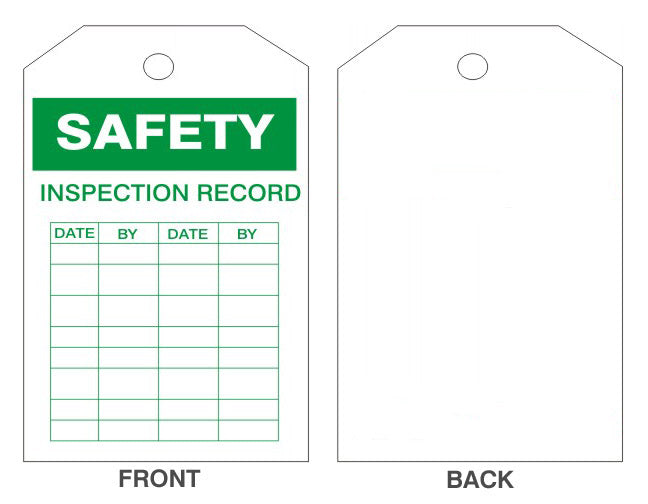 6" x 3" Safety Inspection Record Tags - Green/White — Safety ...