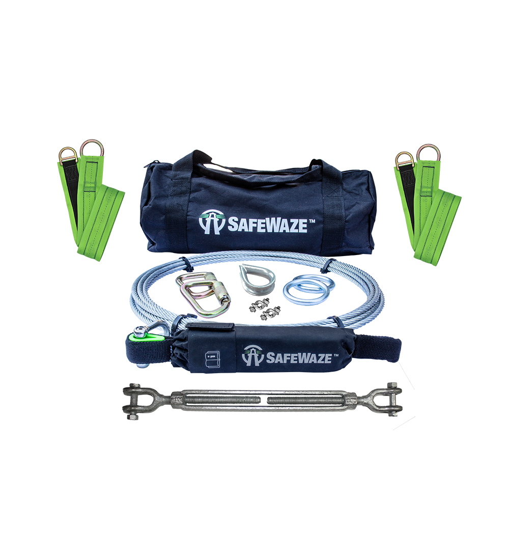 Cable Horizontal Lifeline Kit w/ Cross Arm Straps & Energy Absorber ...