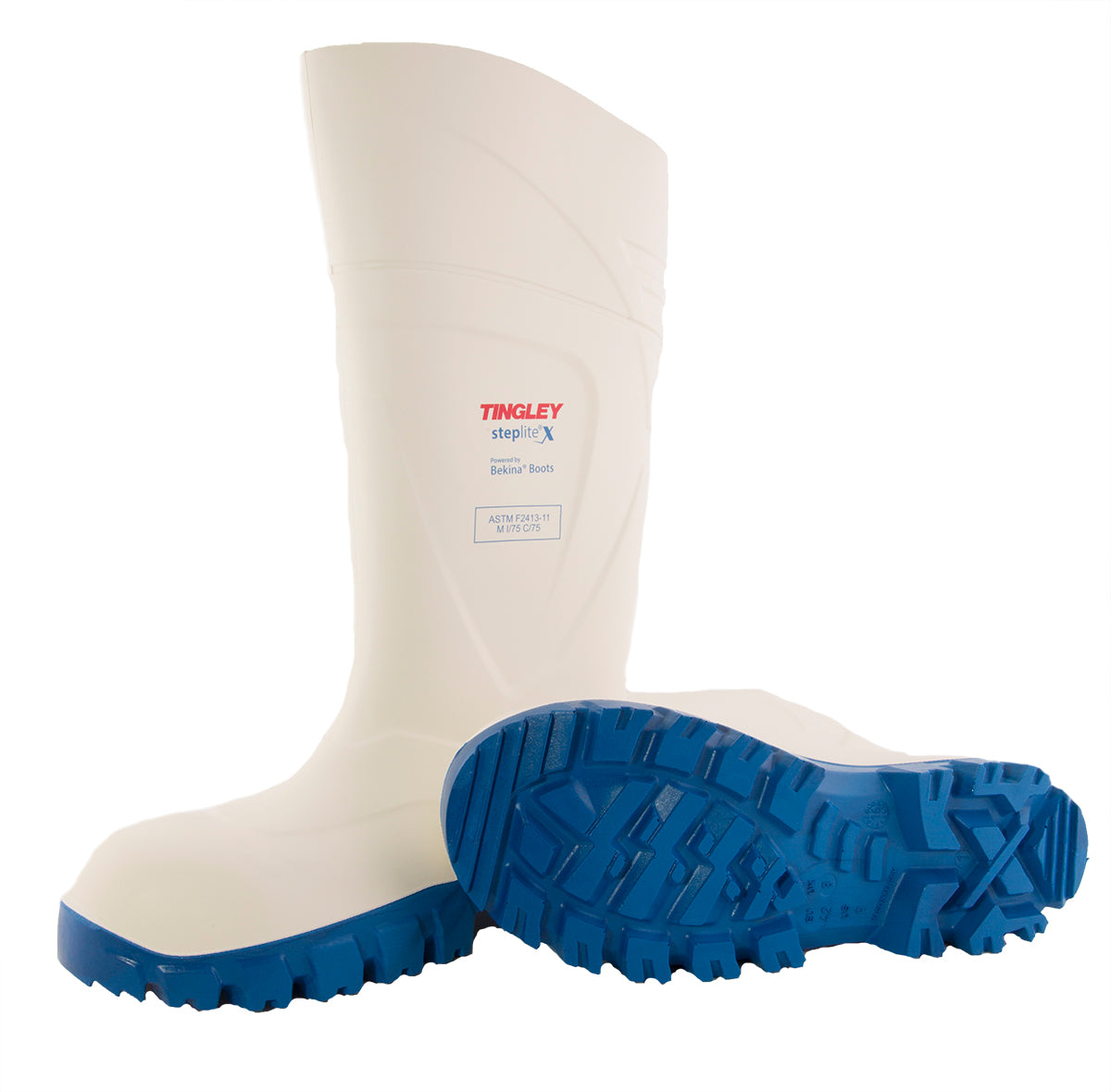 Steplite X Powered by Bekina, 15", Cleated – White/Blue — Safety ...